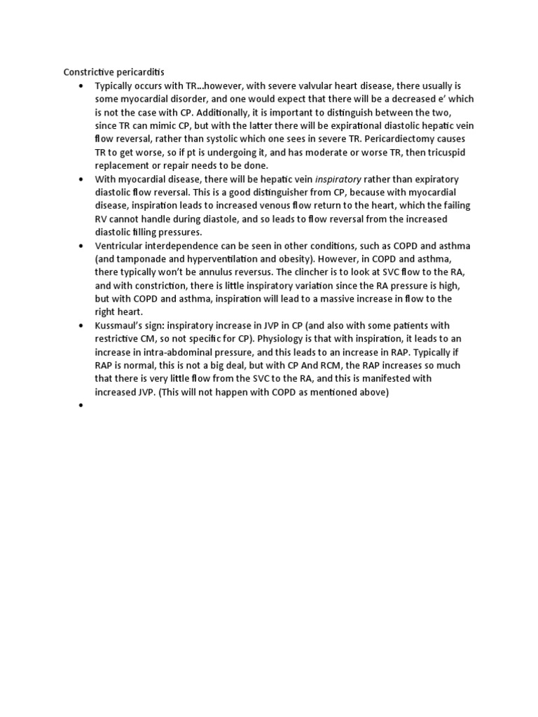 Constrictive Pericarditis and Echo Findings | PDF