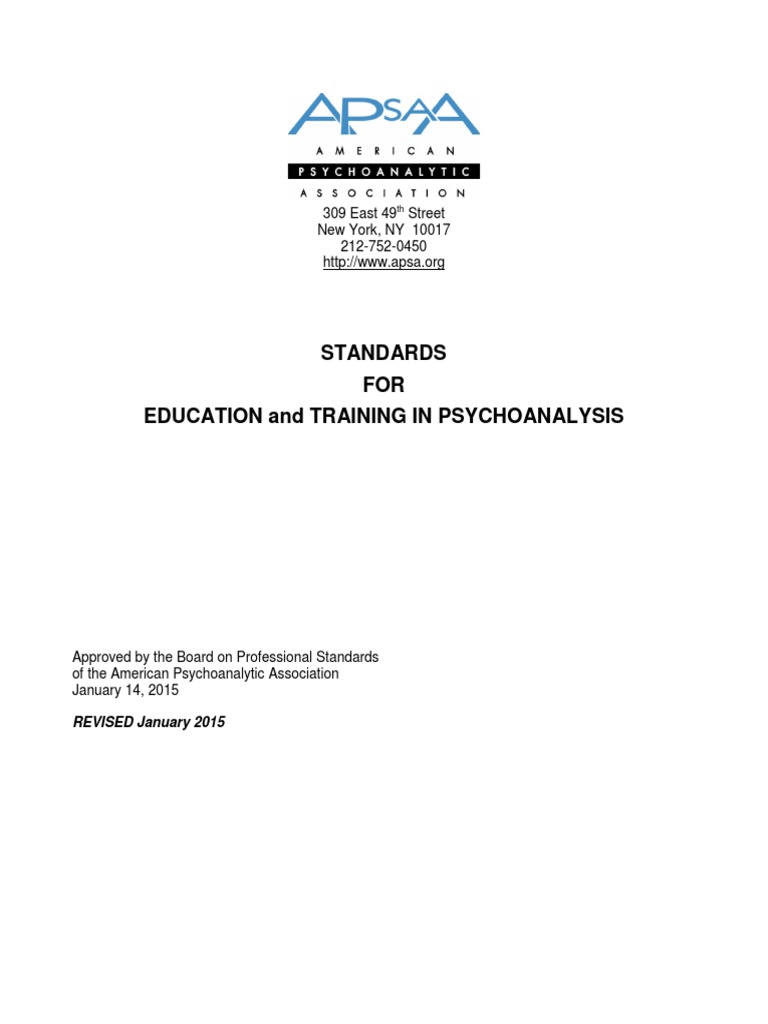 APSAA - Standards For Education and Training | PDF | Mental Health ...