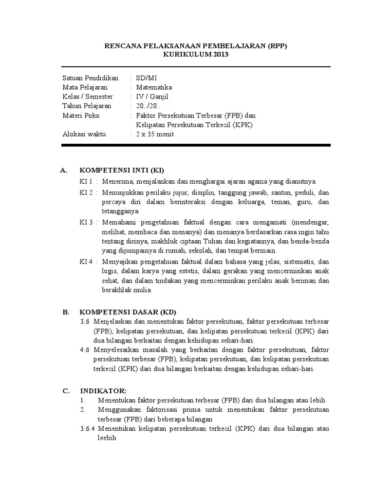 RPP KPK FPB | PDF | Karier & Perkembangan