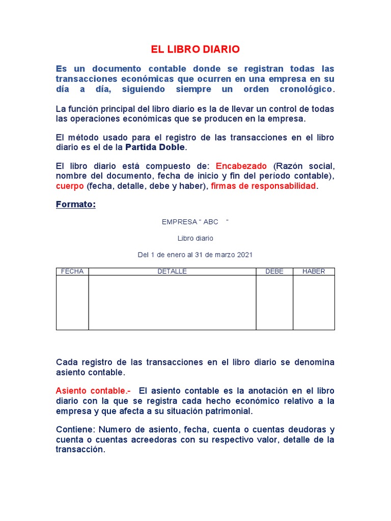 El Libro Diario | PDF | Contabilidad | Dinero