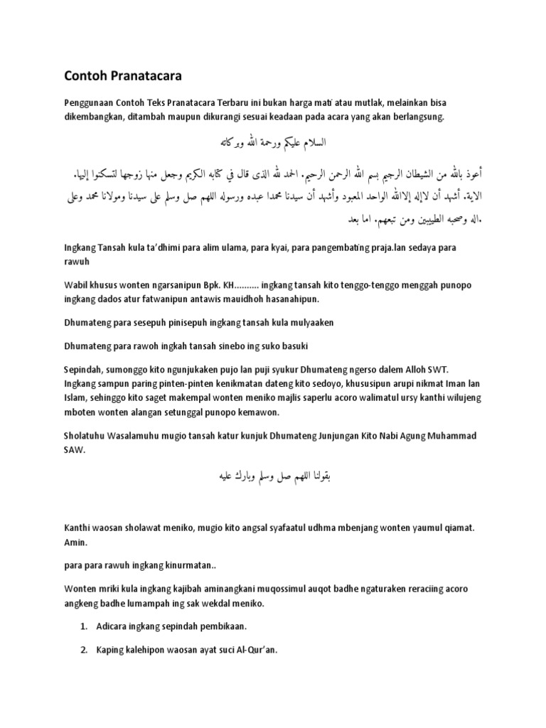 Teks Pranatacara Manten Lengkap | PDF | Agama & Spiritualitas