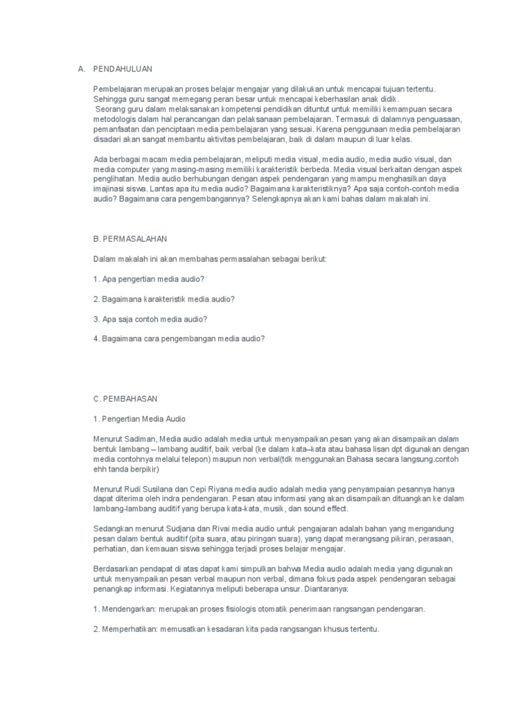 Pengertian dan Contoh Media Audio | PDF | Karier & Perkembangan
