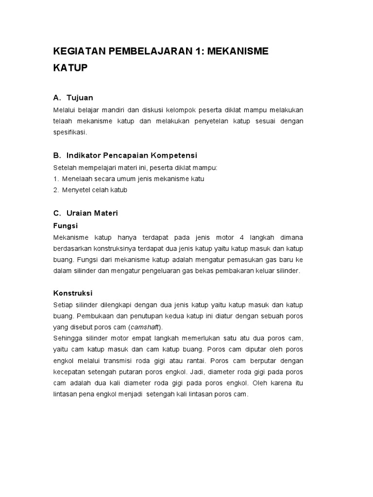 Jenis-Jenis Mekanisme Katup (Kepala Silinder) | PDF