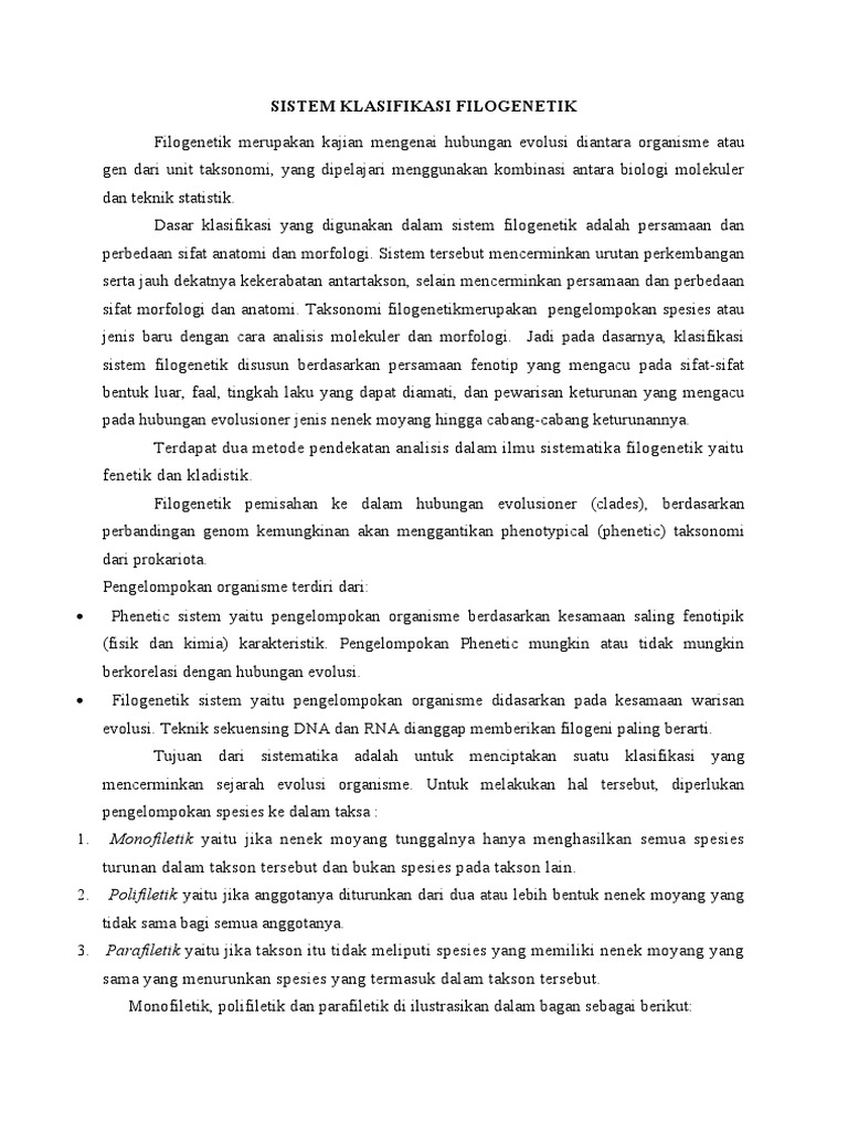 Sistem Klasifikasi Filogenetik | PDF