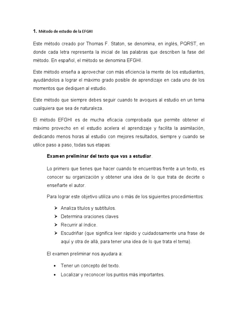 Método de Estudio de La EFGHI | PDF