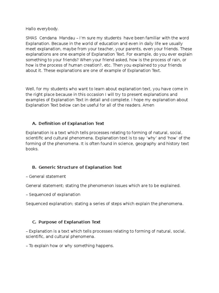 A. Definition of Explanation Text | PDF | Chocolate | Rain