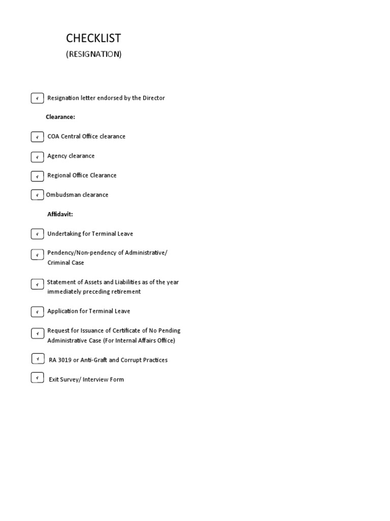 Checklist Resignation | PDF