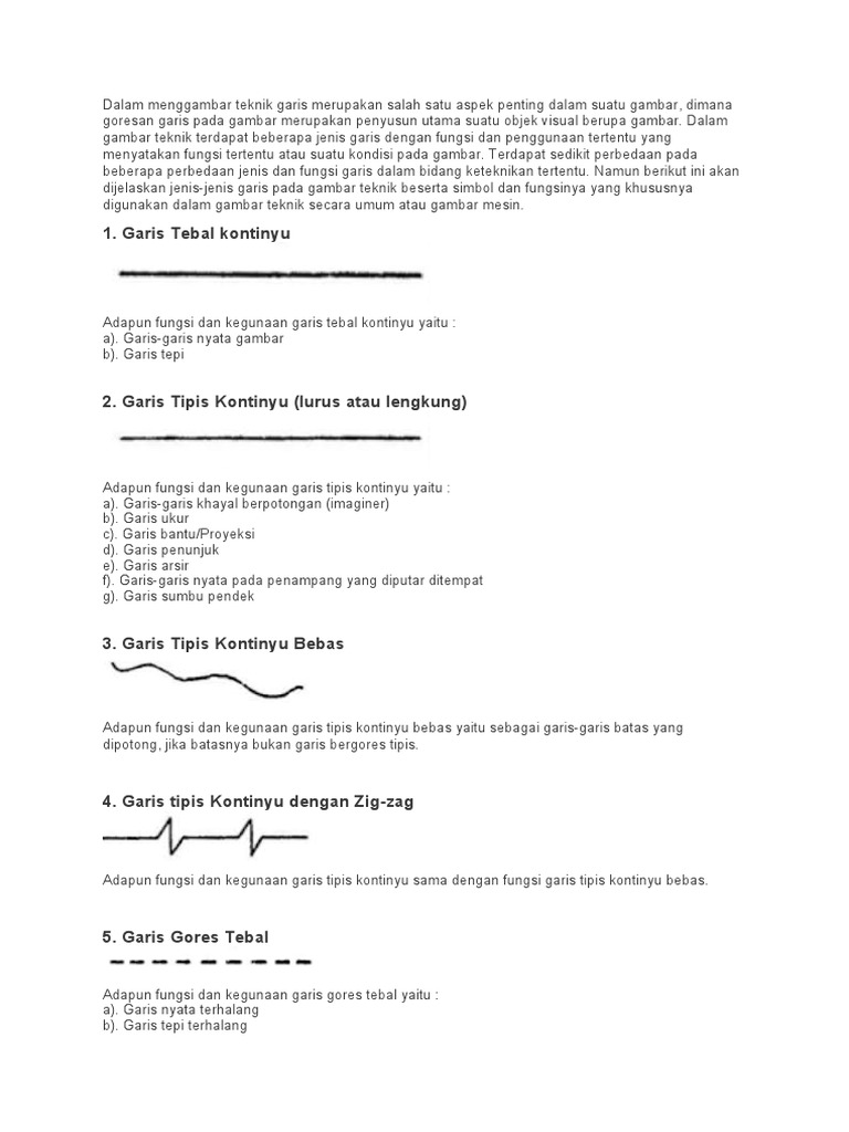 Jenis dan Fungsi Garis Gambar Teknik | PDF | Metode & Bahan Ajar ...
