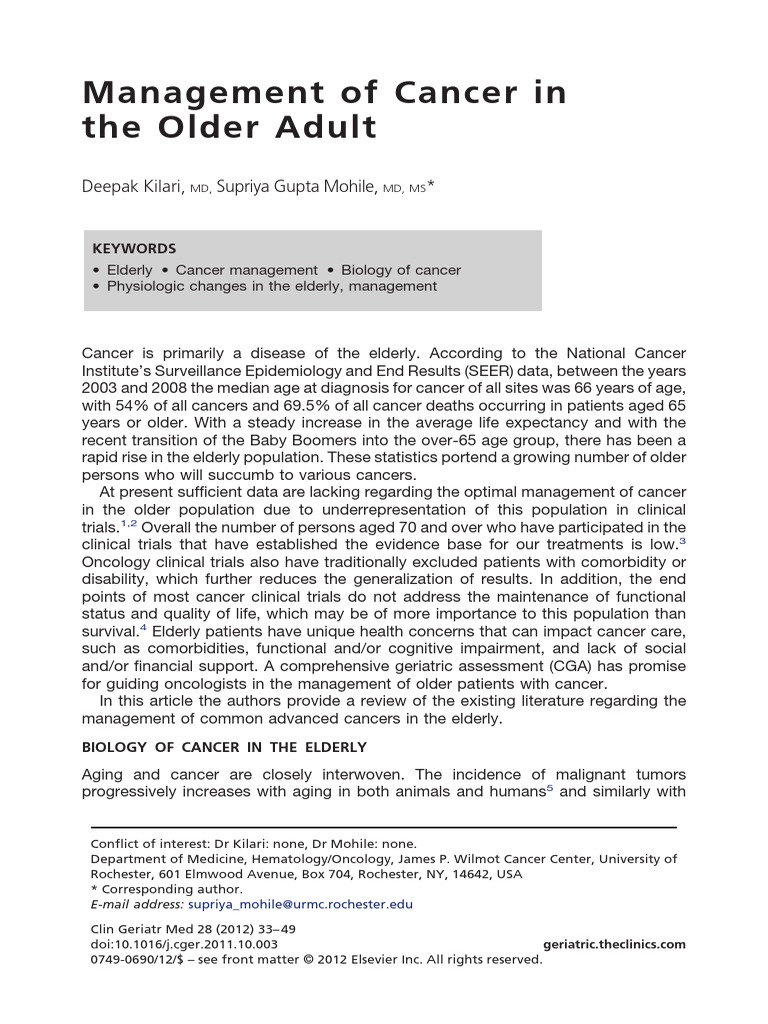 Cancer Management in Older Adults | PDF | Chemotherapy | Cancer