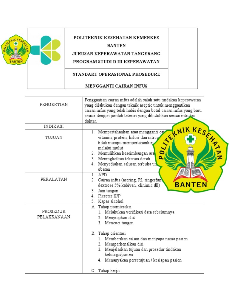 Sop Lo Mengganti Cairan Infus | PDF