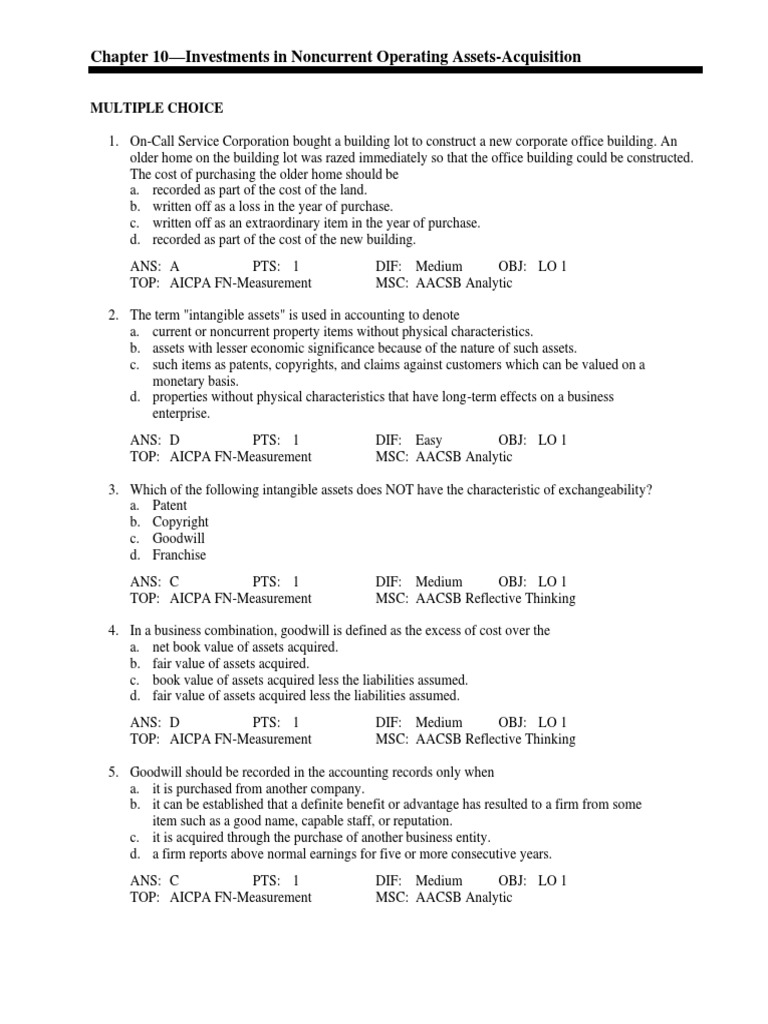 Chapter 10-Investments in Noncurrent Operating Assets-Acquisition | PDF ...