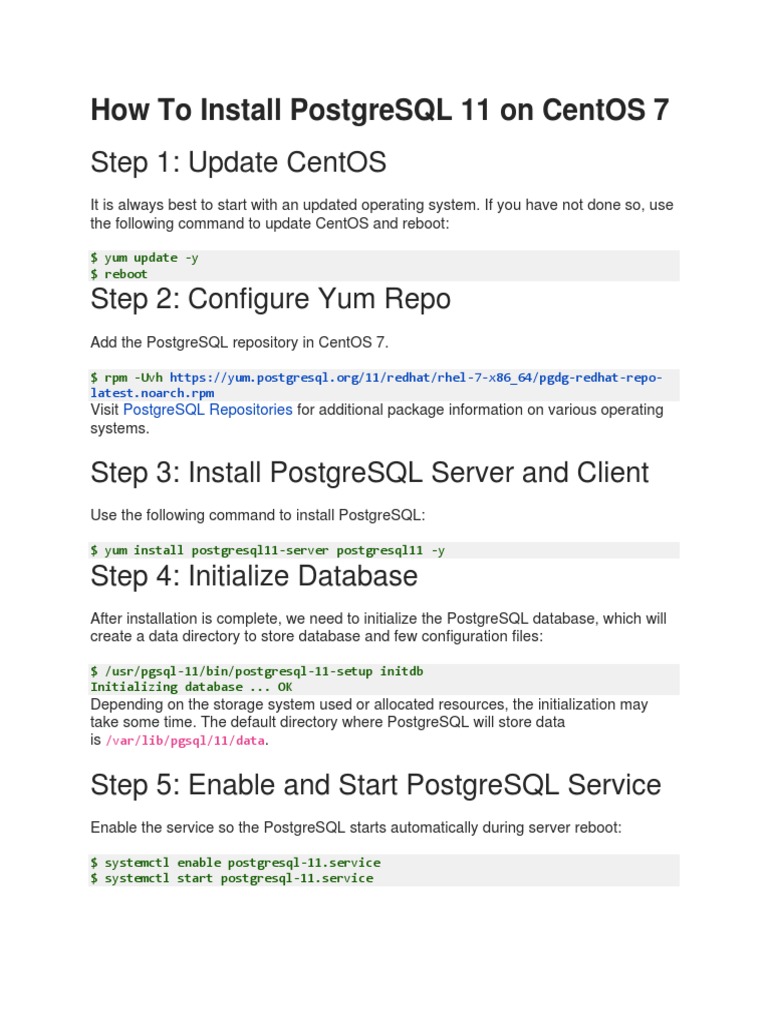 How To Install Postgresql 11 On Centos 7 Pdf Postgre Sql Apache Server