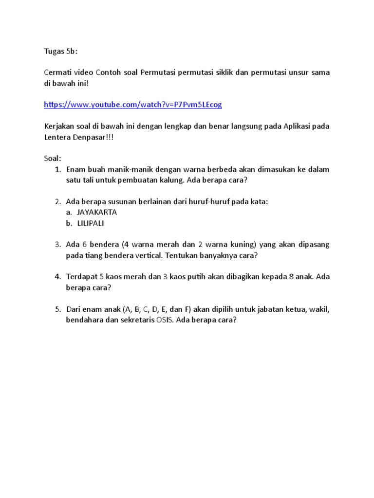 5B. Permutasi Siklis Dan Unsur Sama 2 | PDF