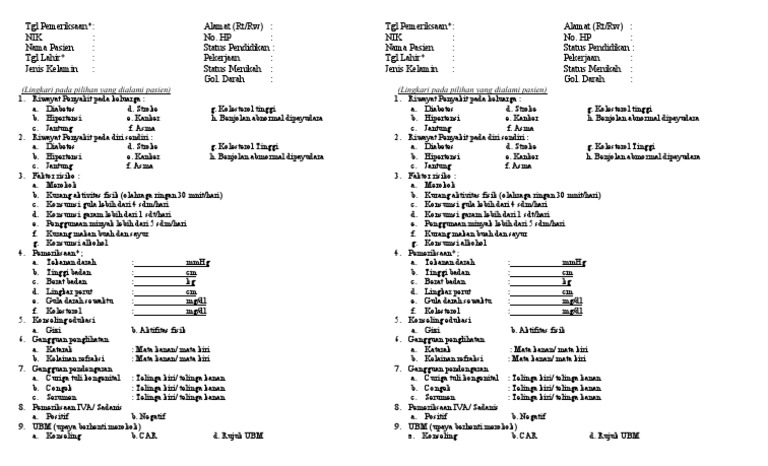 Form Skrining PTM | PDF