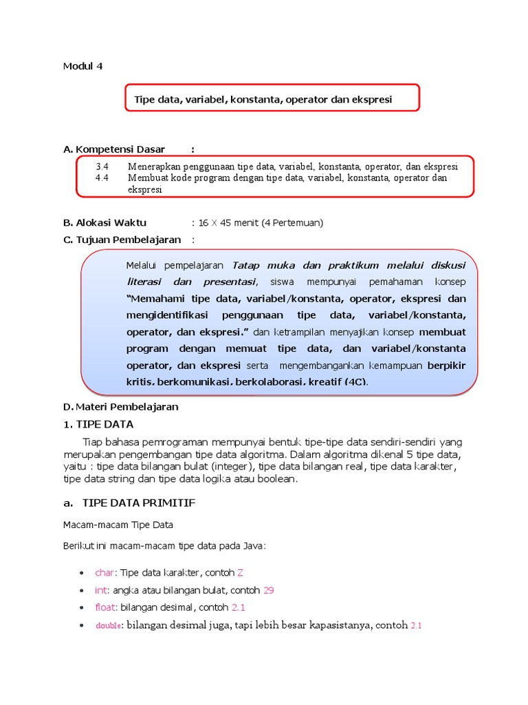 Modul Tipe Data | PDF