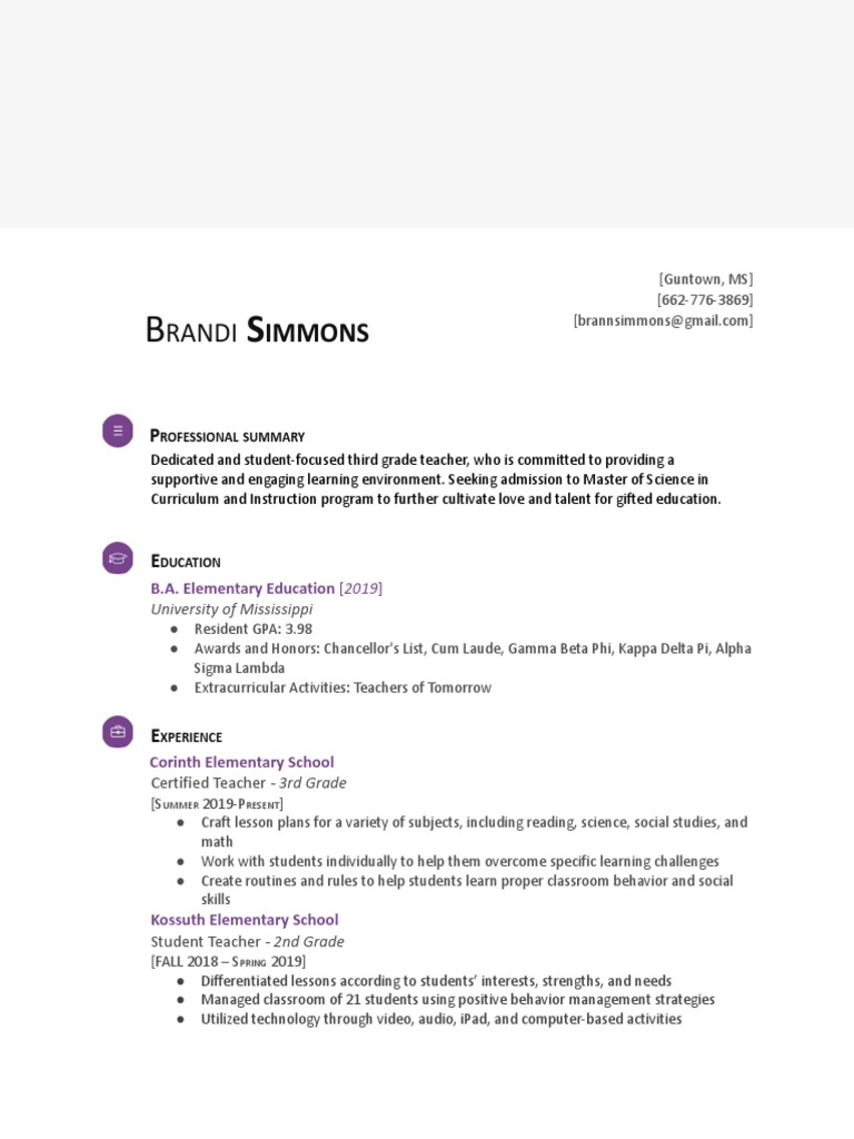 Brandi Simmons 2020 Resume | PDF