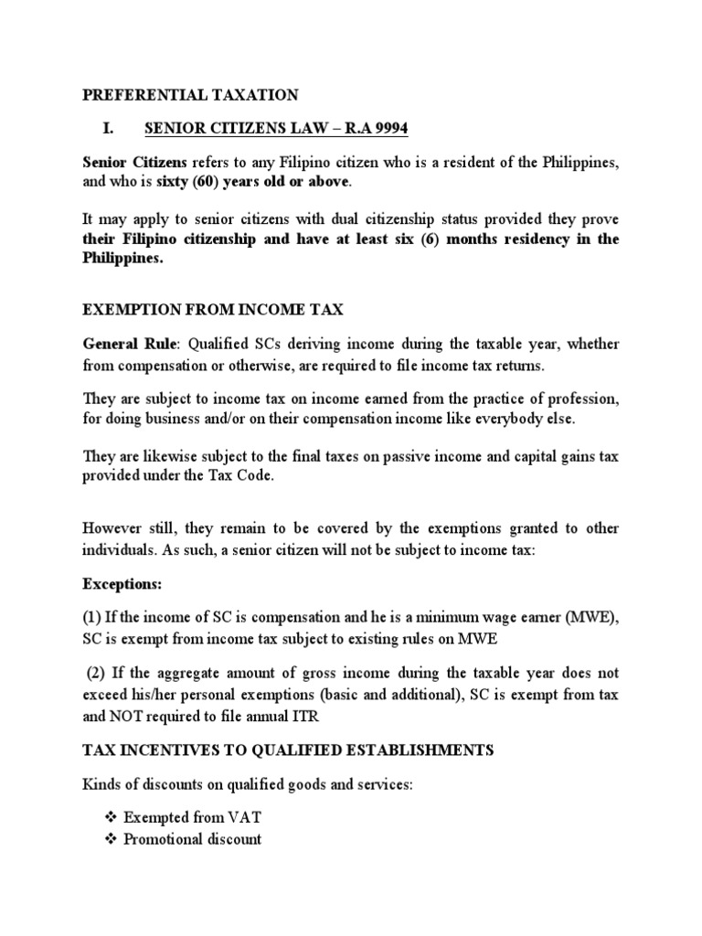 Notes in Preferential Taxation | PDF | Value Added Tax | Tax Deduction