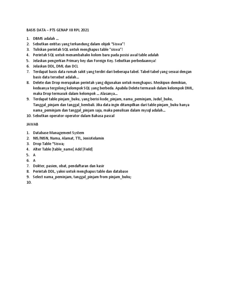 Panduan SQL dan Konsep DBMS | PDF | Komputer