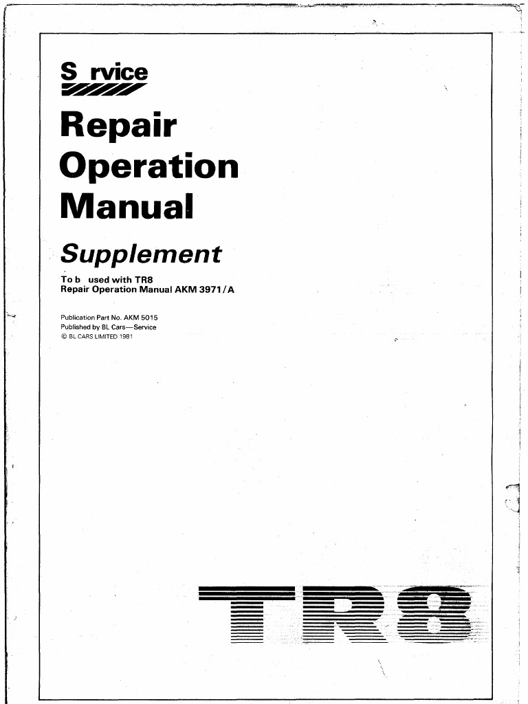 TR8 Rom Sup | PDF | Ignition System | Transmission (Mechanics)