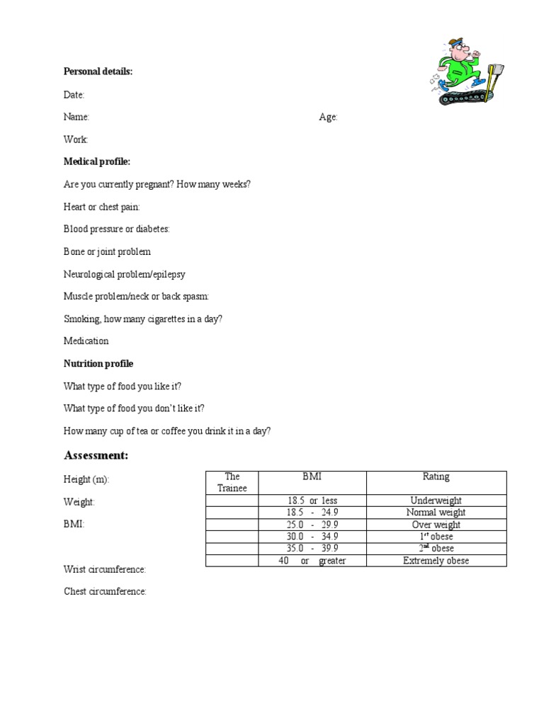 Comprehensive Health Assessment Form | PDF | Obesity | Body Mass Index