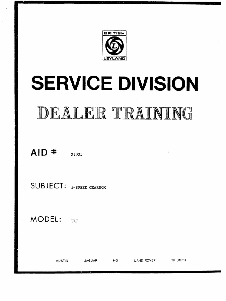 tr78 5speedgearbox Dealertraining | PDF