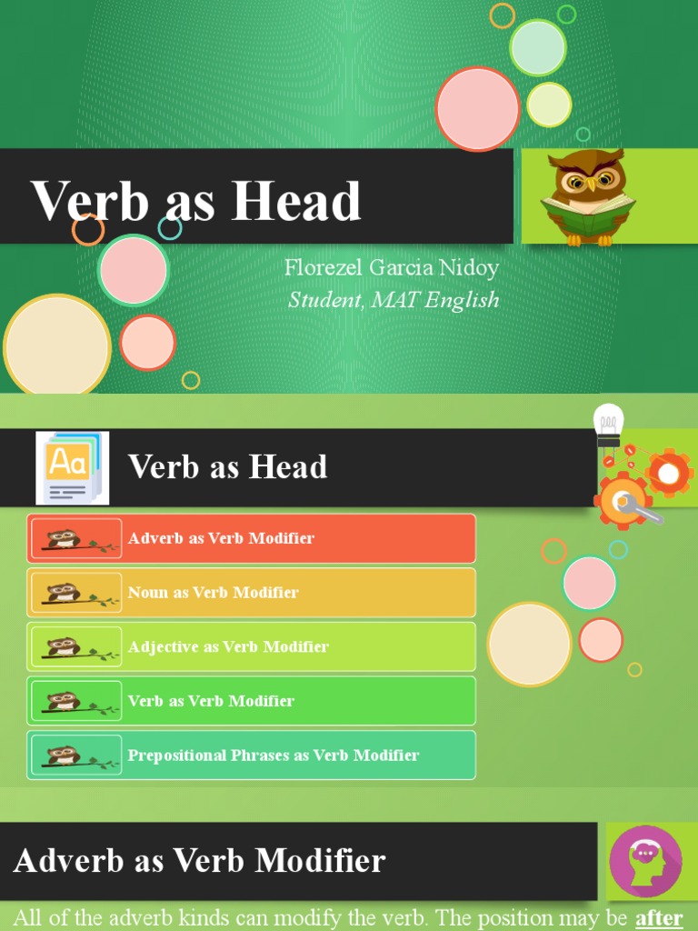 Verb As Head: Florezel Garcia Nidoy | PDF | Verb | Adverb