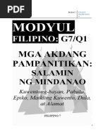 (Week 1) FIL 7 Q2 Nasusuri Ang Mga Detalye NG Tekstong Pampanitikan para Sa Kritikal | PDF
