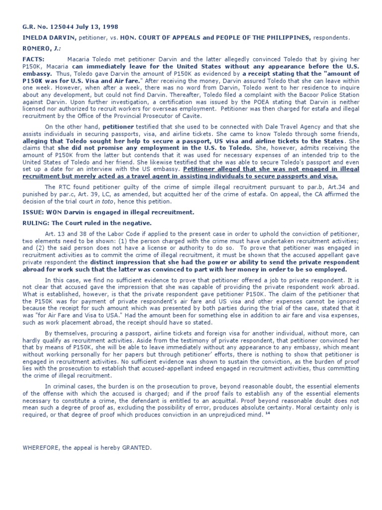 Darvin V CA | PDF | Burden Of Proof (Law) | Reasonable Doubt