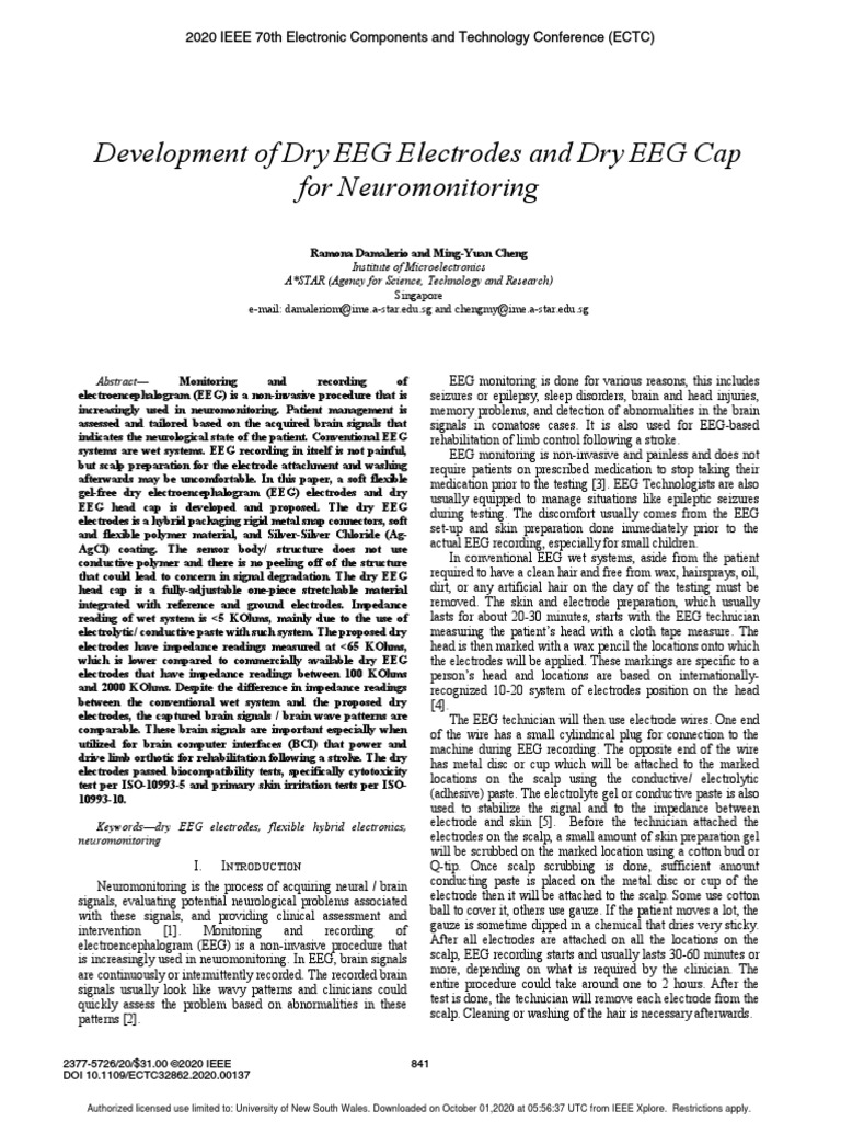 Development of Dry EEG Electrodes and Dry EEG Cap For Neuromonitoring ...