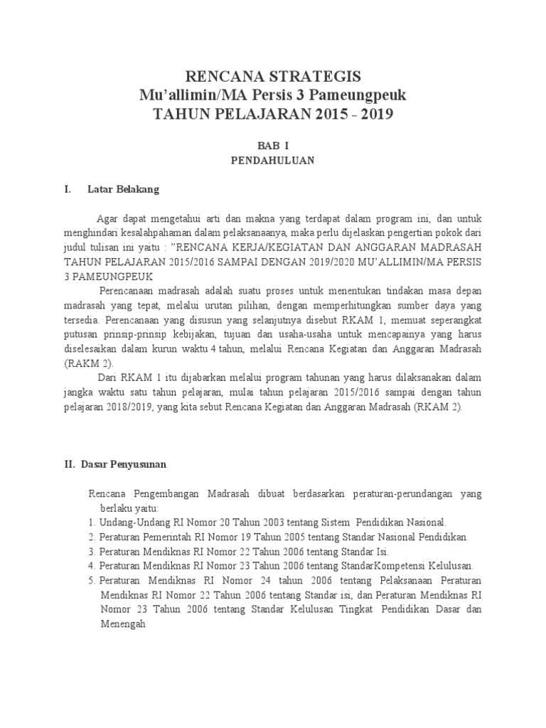 Contoh Renstra Sederhana | PDF