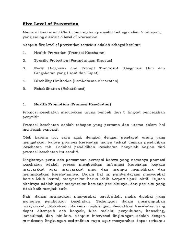 5 Level PREVENTION | PDF