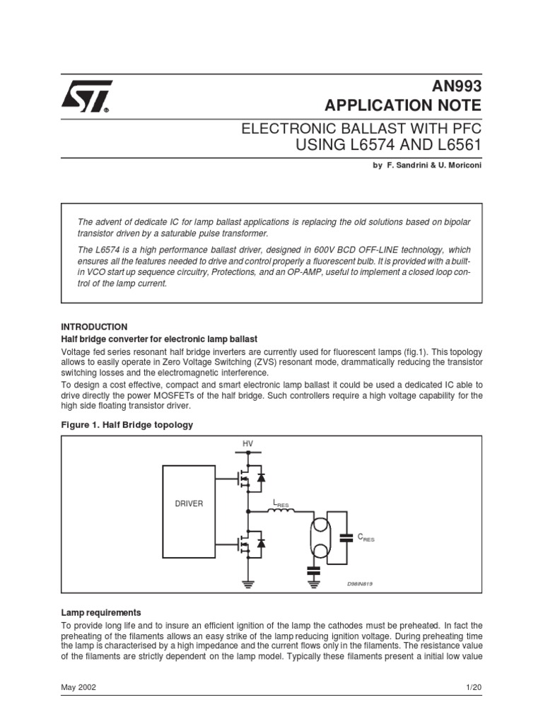 Electronic Ballast With PFC Using L6574 and L6561 | PDF | Rectifier | Mosfet