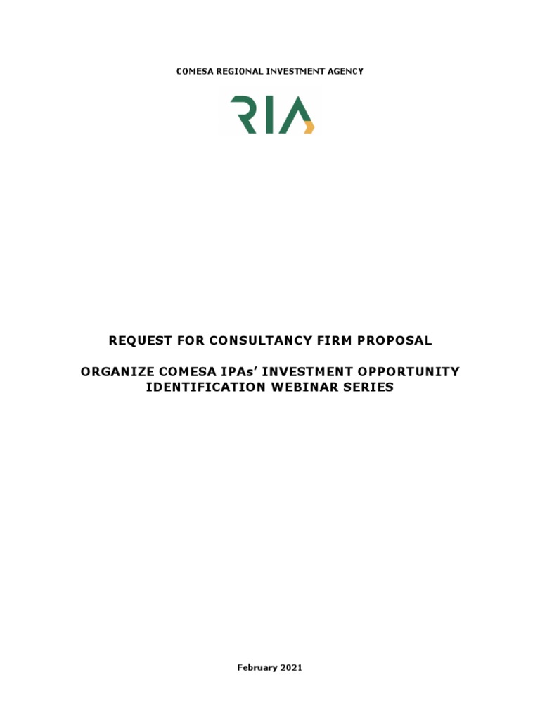 COMESA-RIA Project-Identification-Webinars RFP Feb2021 | PDF | Foreign ...