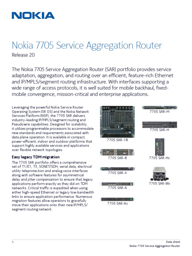 Nokia 7705 Service Aggregation Router: Easy Legacy TDM Migration | PDF ...