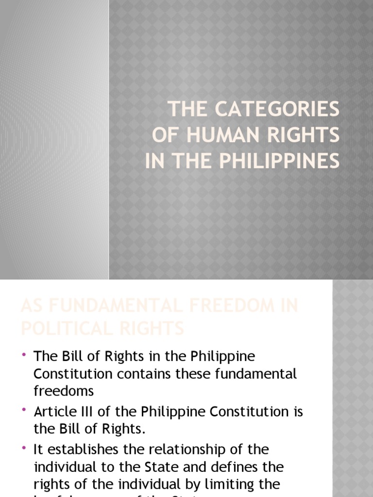 The Categories of Human Rights in The Philippines | PDF | Rights ...