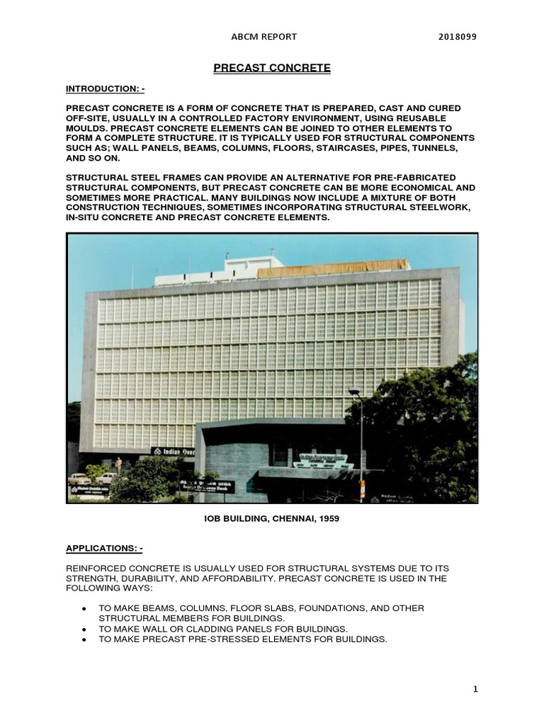 Precast Concrete Report | PDF | Precast Concrete | Prestressed Concrete