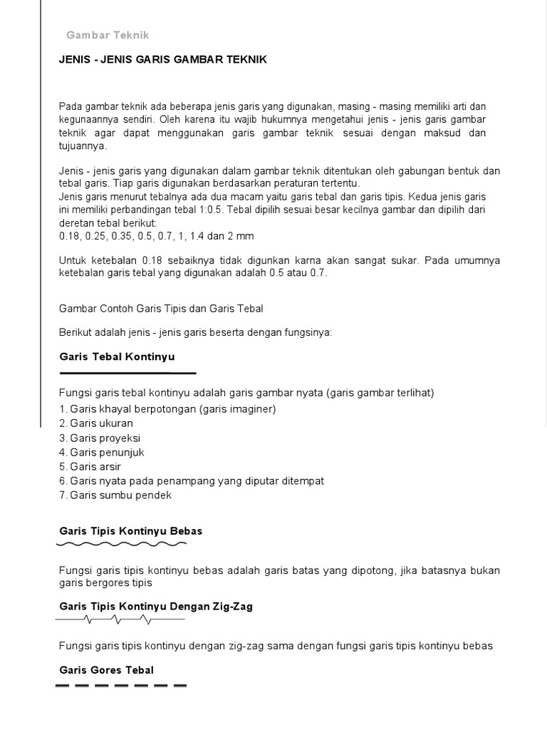 Jenis Garis dalam Gambar Teknik | PDF
