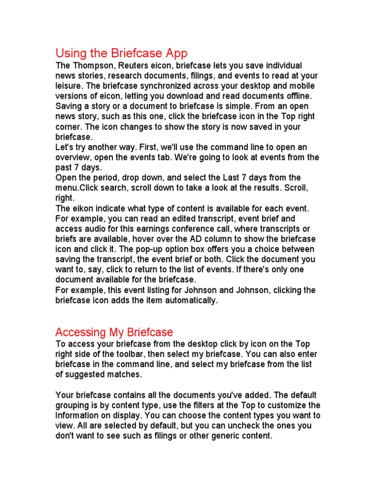 Using The Briefcase App | PDF | Icon (Computing) | News