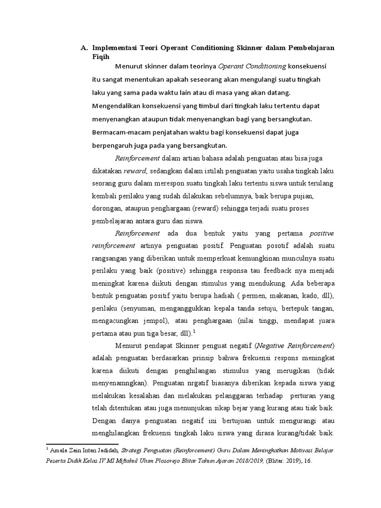 Implementasi Teori Skinner Dalam Pembelajaran Fiqih | PDF