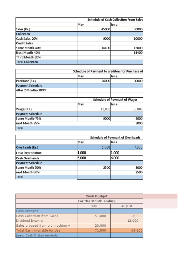 Cash Budget Format | PDF | Payments | Government Budget Balance