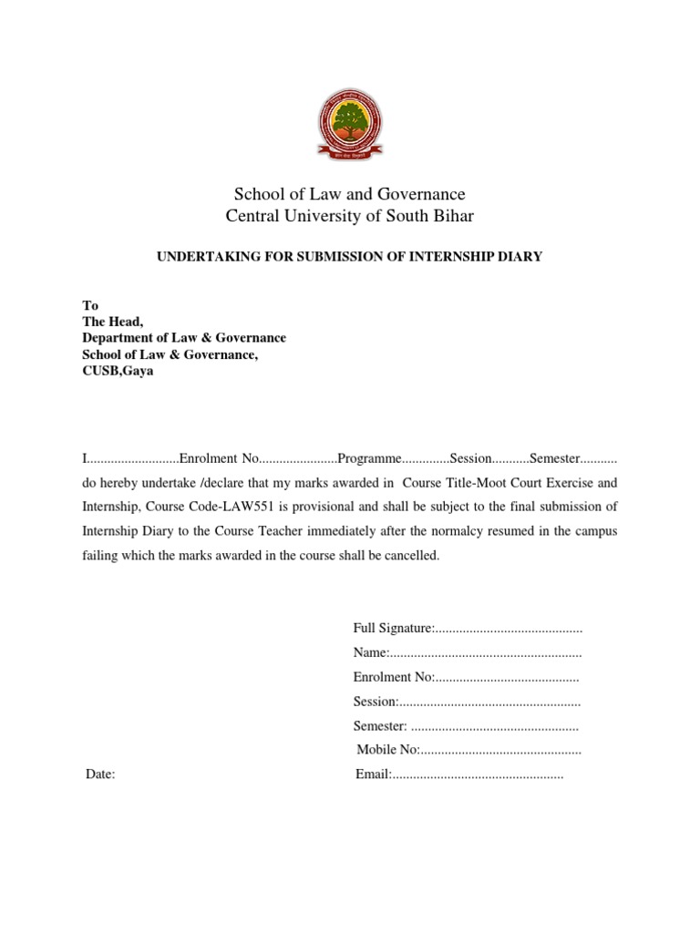 Format of Undertaking FOR CUSB | PDF