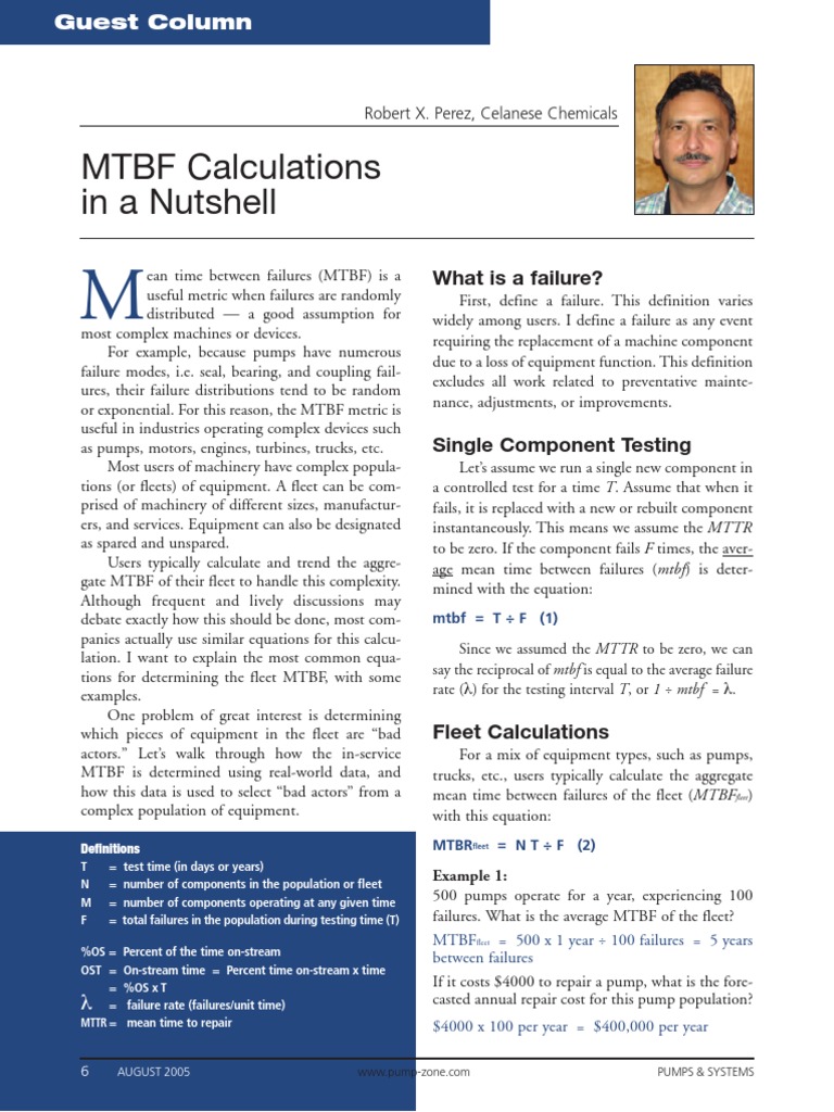 PDF Article: MTBF Calculations in A Nutshell | PDF | Systems Engineering | Reliability Engineering