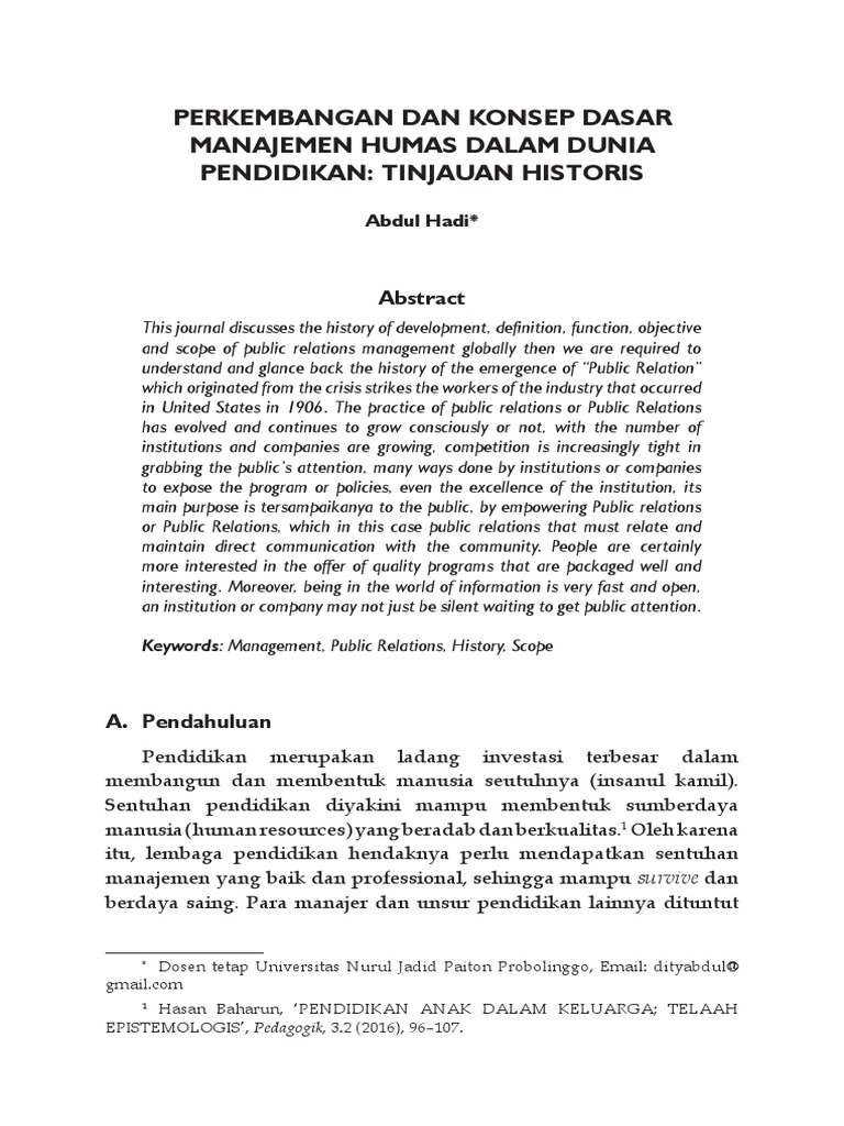Sejarah dan Konsep Manajemen Humas | PDF