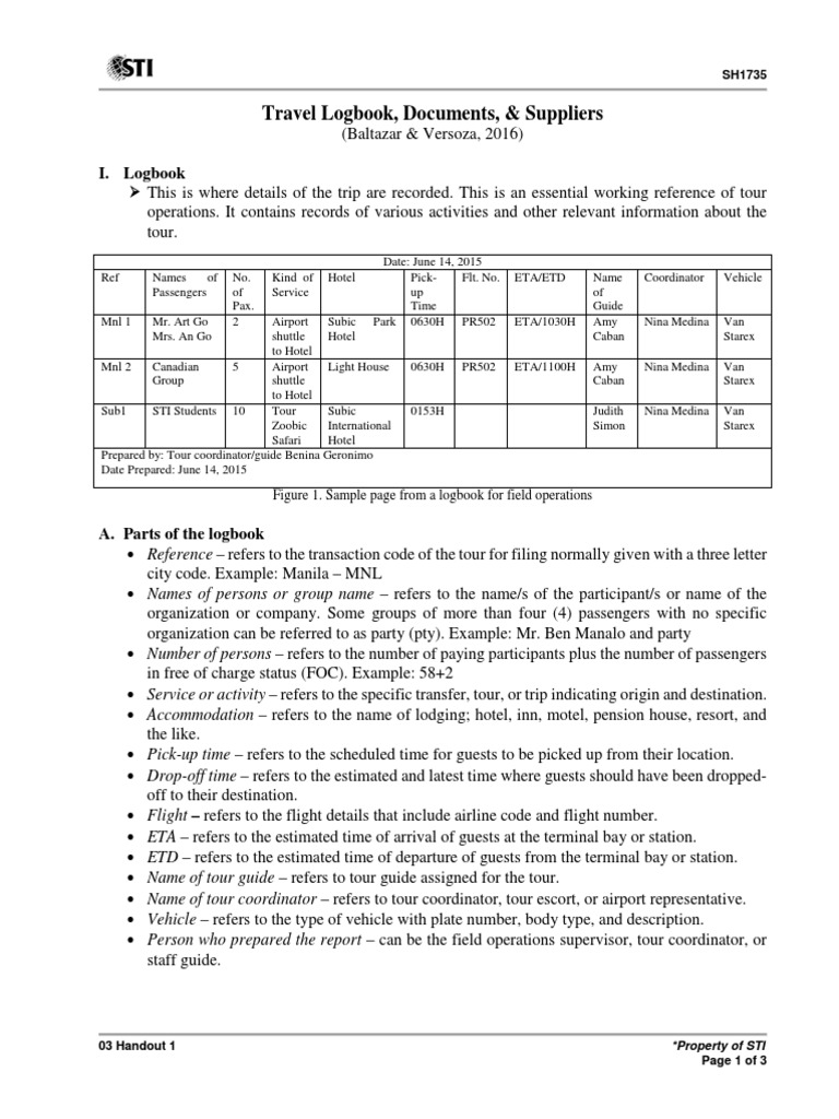 Travel Logbook, Documents, & Suppliers | PDF | Transport | Hotel And ...