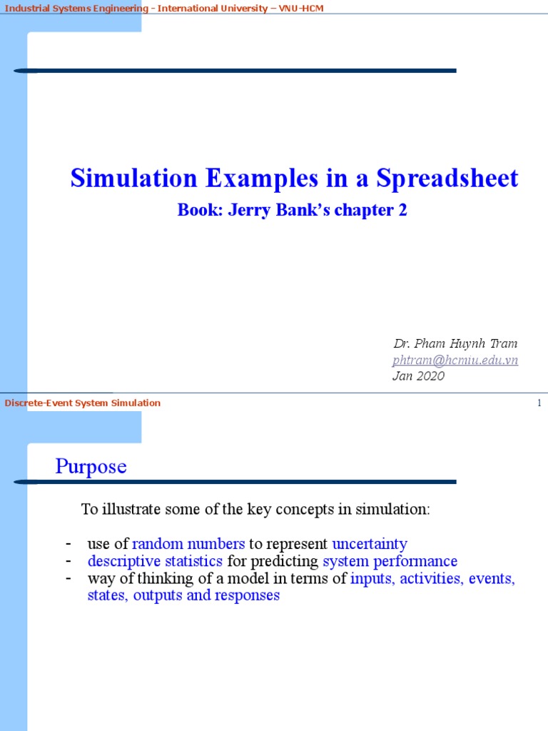 Simulation Examples in A Spreadsheet: Book: Jerry Bank's Chapter 2 ...