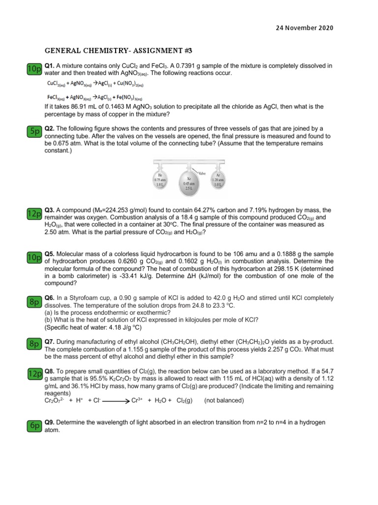 Assignment 3, Answer Key | PDF | Mole (Unit) | Combustion