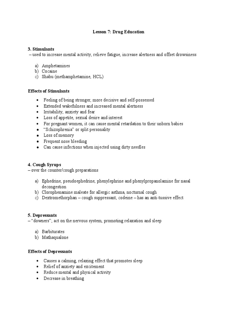 Lesson 7: Drug Education | Download Free PDF | Stimulant | Methamphetamine