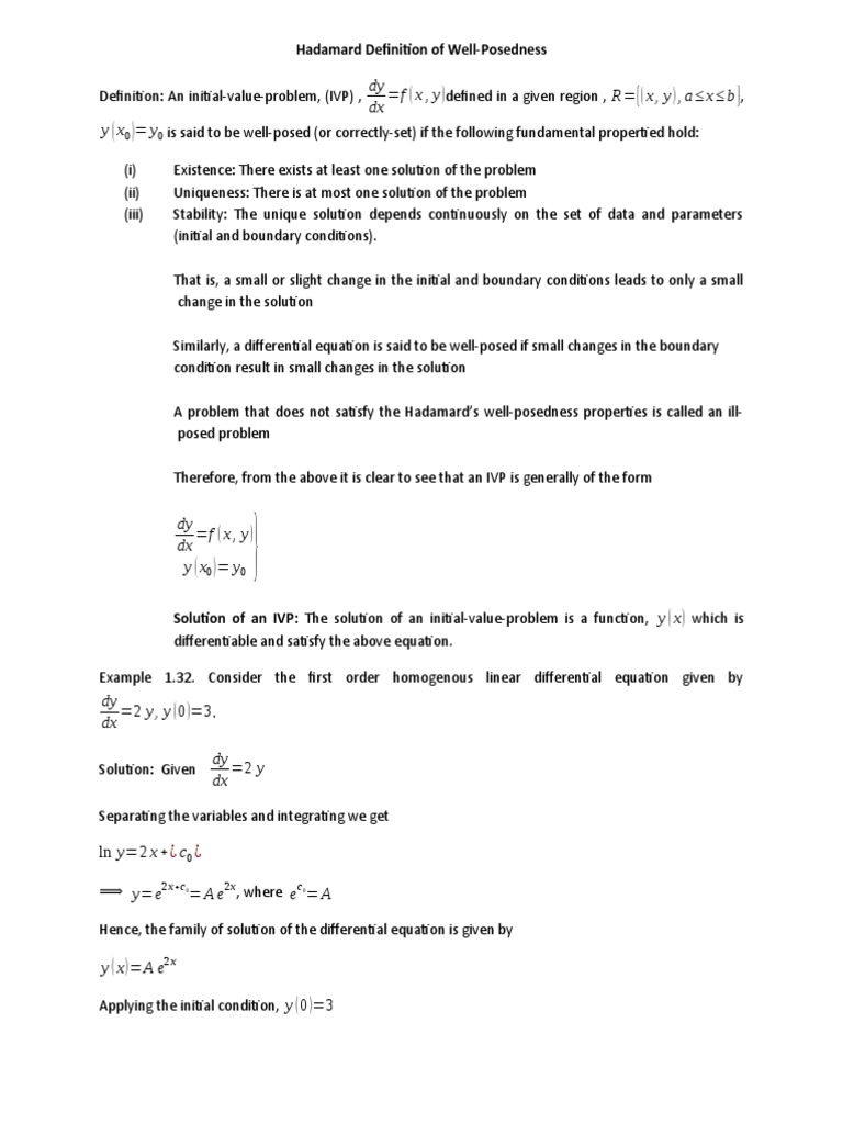 Well-Posed Problems of An Ivp | PDF | Ordinary Differential Equation ...