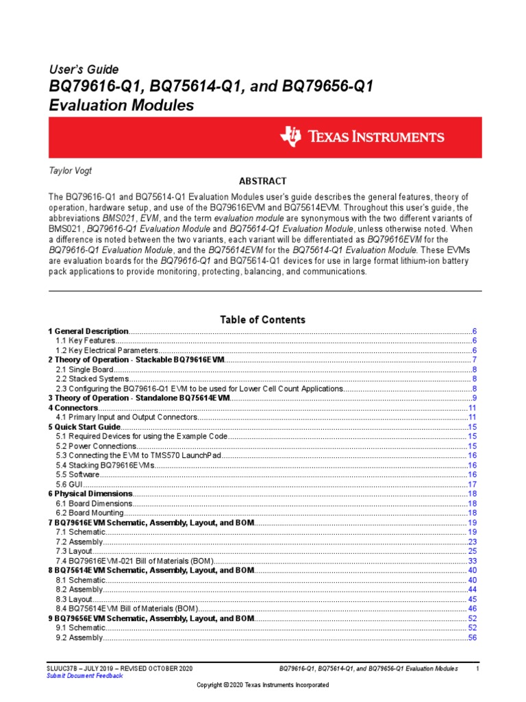 BQ79616-Q1, BQ75614-Q1, and BQ79656-Q1 Evaluation Modules: User's Guide ...