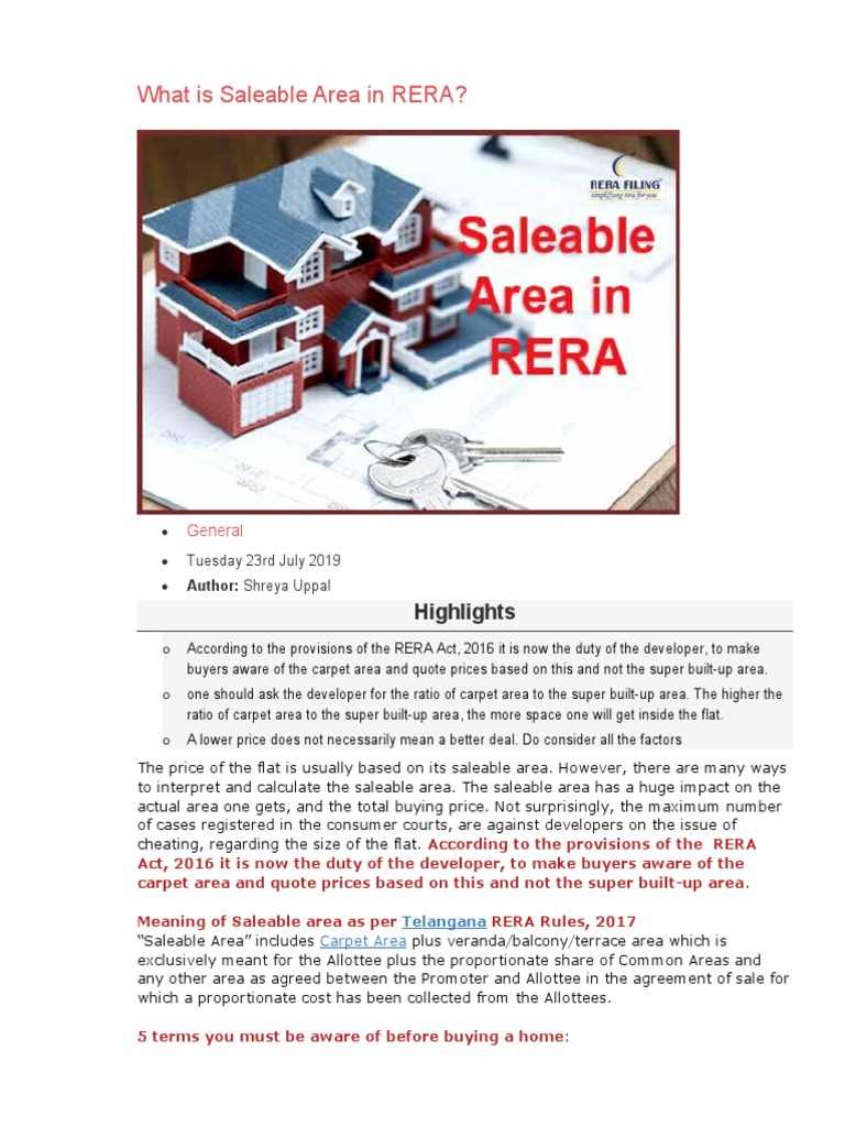 What Is Saleable Area in RERA | PDF | Stairs | Business